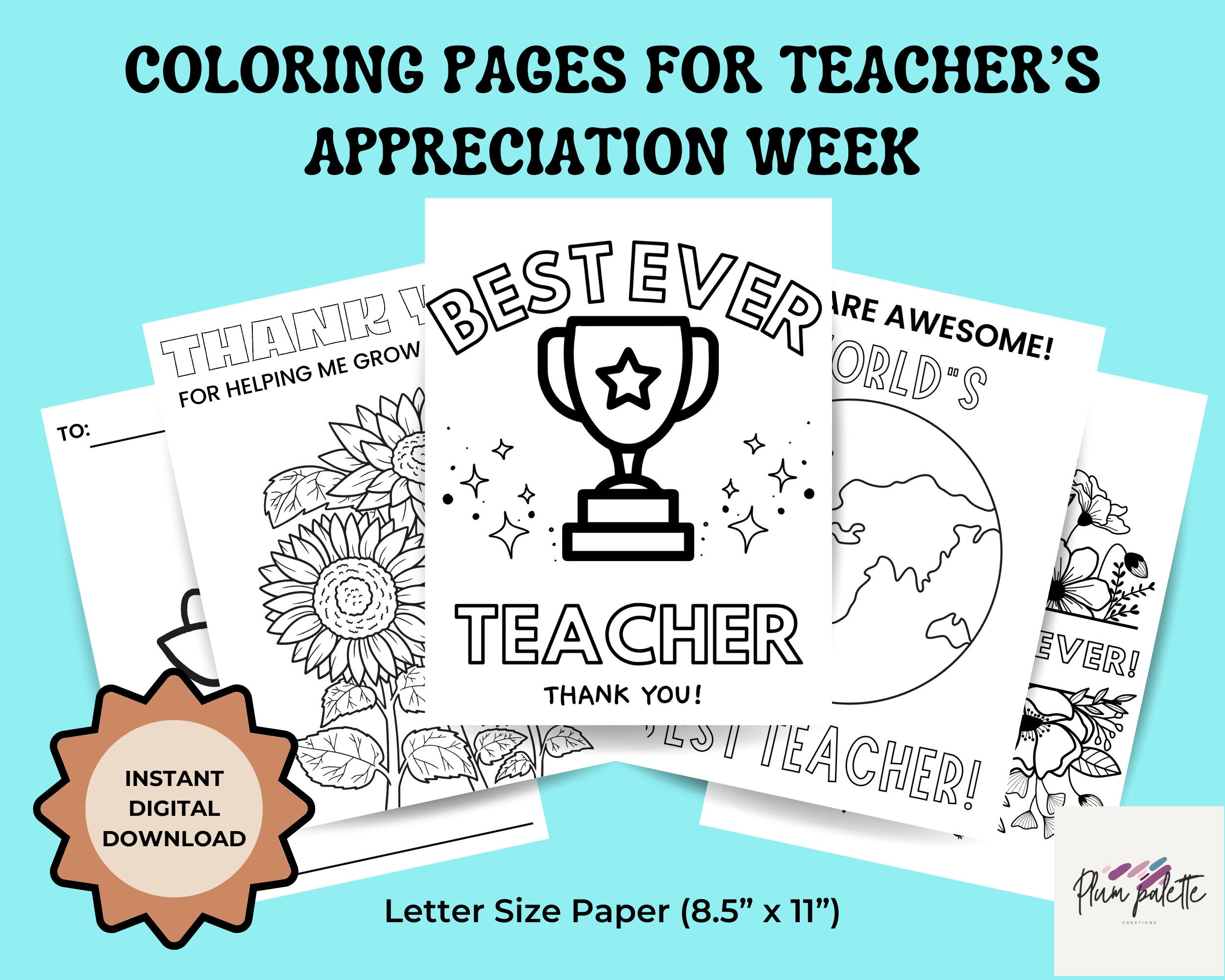 Printable Teacher Appreciation Coloring Pages Bundle Teacher ...