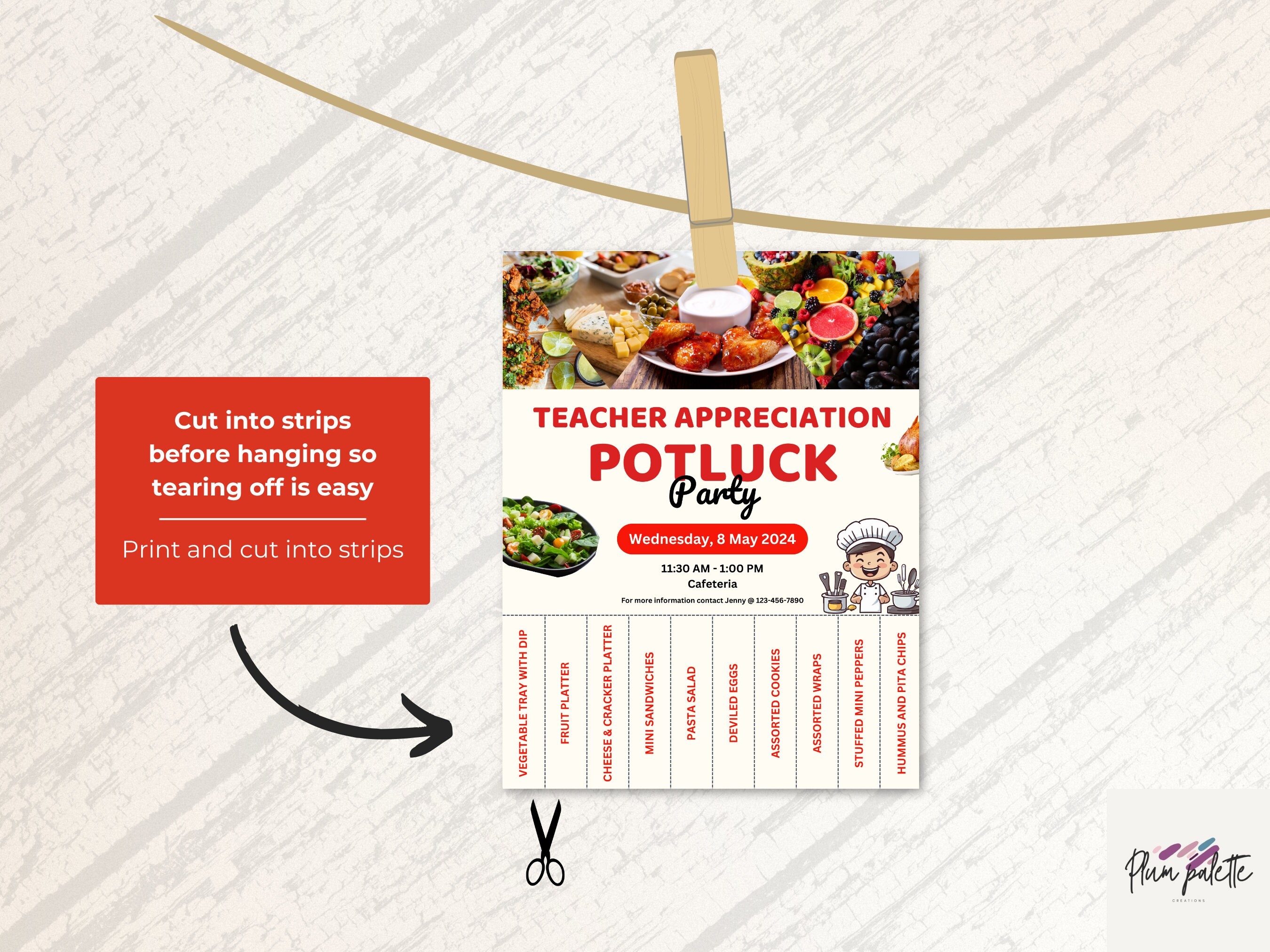 Teacher Appreciation Week Potluck Tear off Flyer Potluck Signup Sheet ...