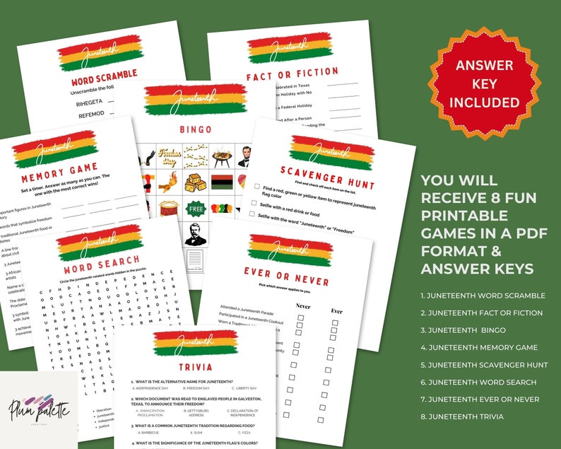 Juneteenth Games Bundle Juneteenth Trivia Party Games Black History ...