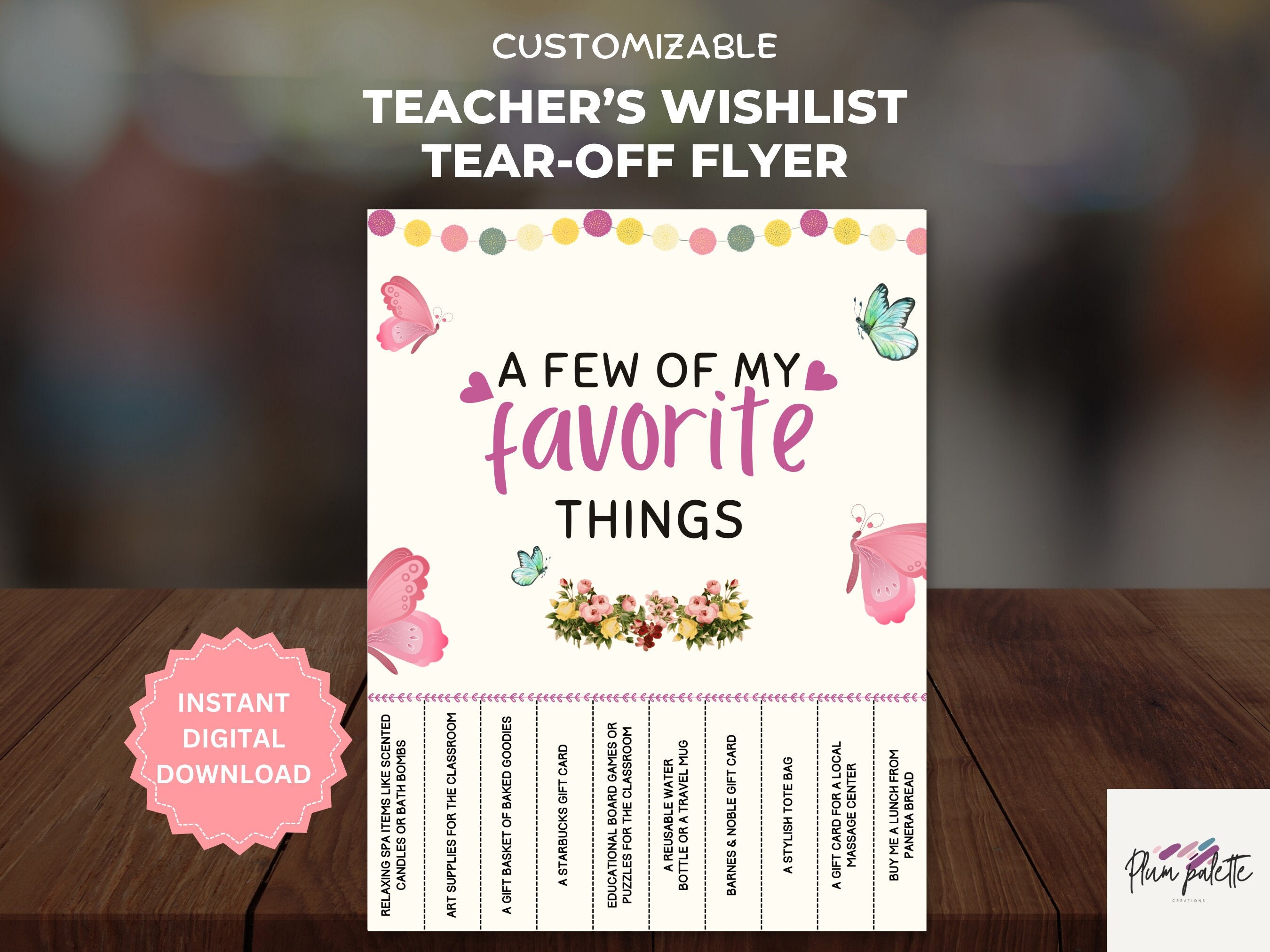 Teacher Appreciation Week Printable Teacher's Wishlist Tear-off Flyer ...