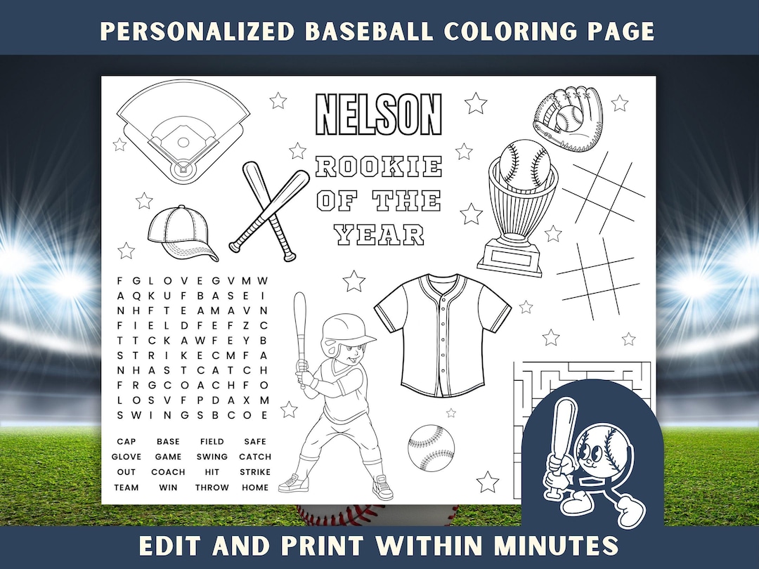 Rookie of the Year Coloring Page,baseball Party,baseball Birthday ...