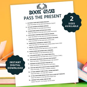 Book Club Games, Reading Group Pass the Book Game, Book Club Game Book ...