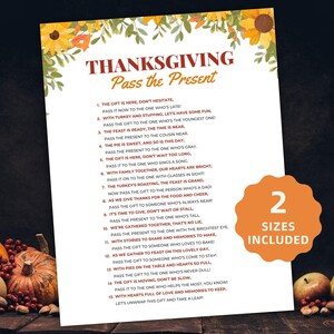 Thanksgiving Pass the Present, Thanksgiving Pass the Gift Game ...
