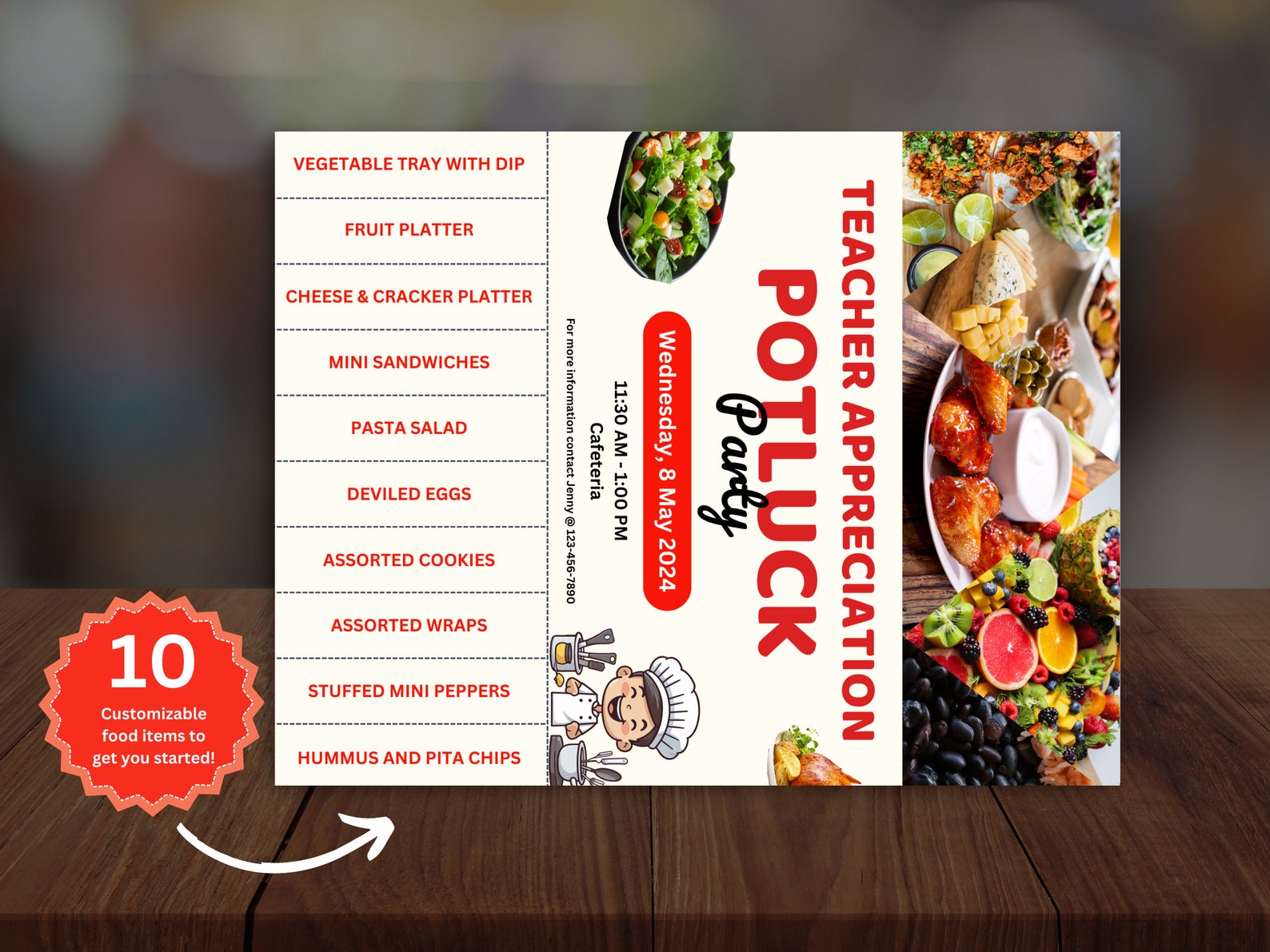 Teacher Appreciation Week Potluck Tear off Flyer Potluck Signup Sheet ...