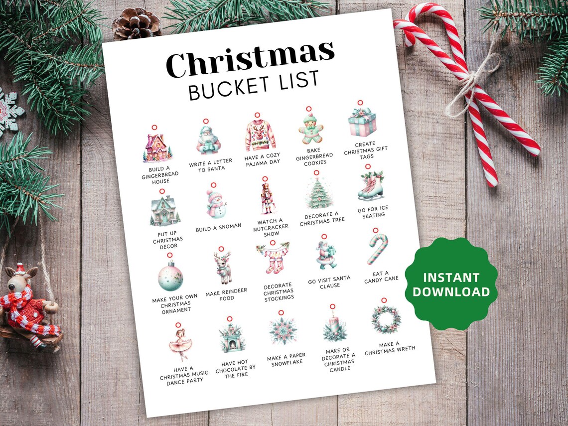 Christmas Bucket List, Winter Bucket List Template, Christmas to Do ...