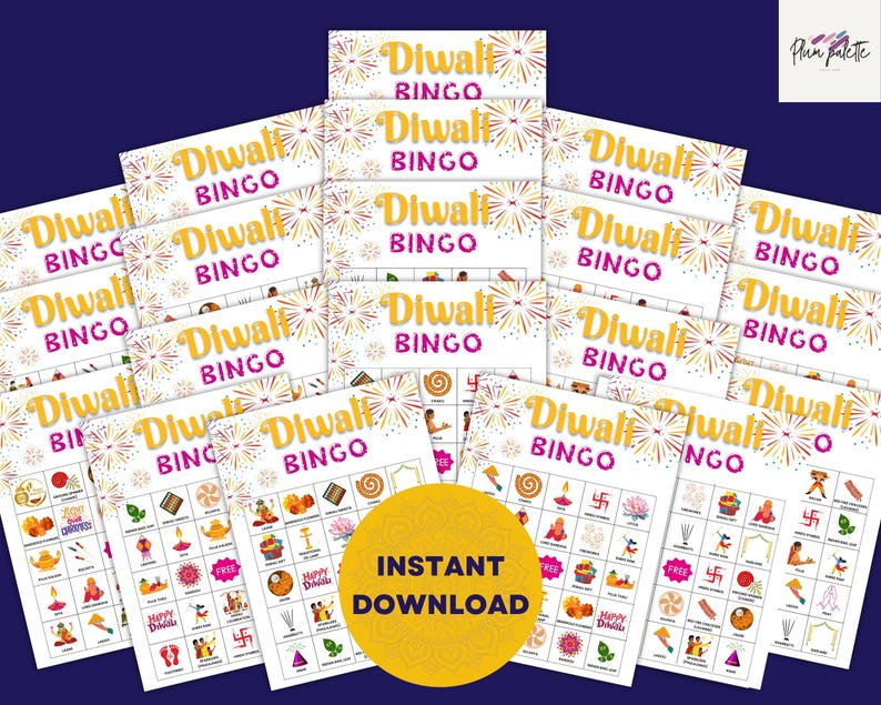 Diwali Bingo Printable Cards, Family Diwali Bingo, Desi Indian Games ...