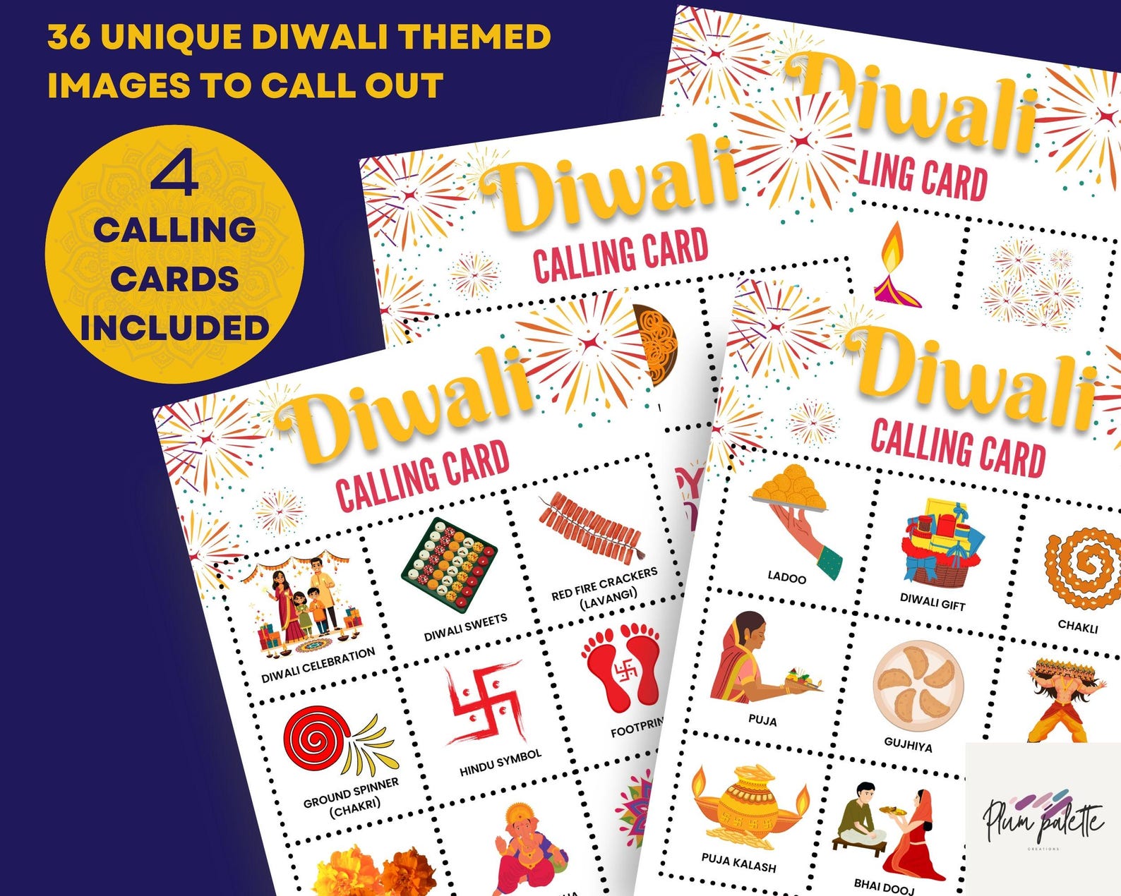 Diwali Bingo Printable Cards, Family Diwali Bingo, Desi Indian Games ...