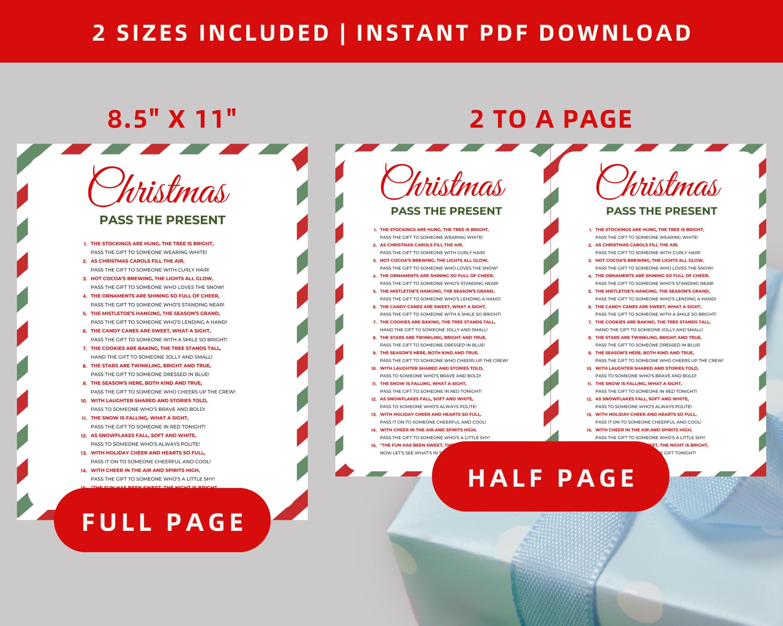 Christmas Pass the Present Game, Fun Christmas Party Game Group, Pass ...