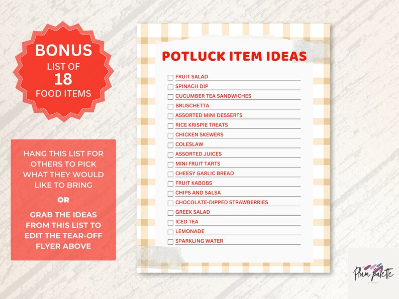 Teacher Appreciation Week Potluck Tear off Flyer Potluck Signup Sheet ...