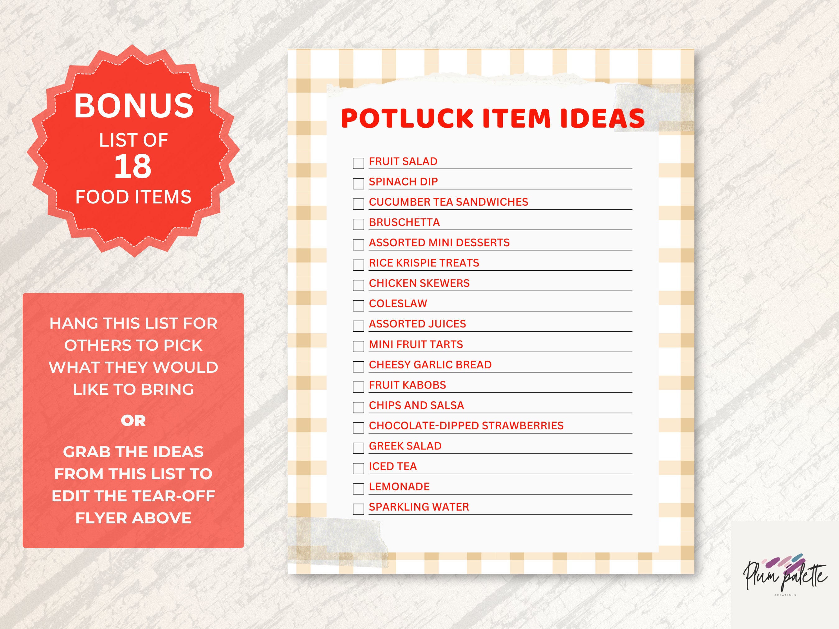 Teacher Appreciation Week Potluck Tear off Flyer Potluck Signup Sheet ...