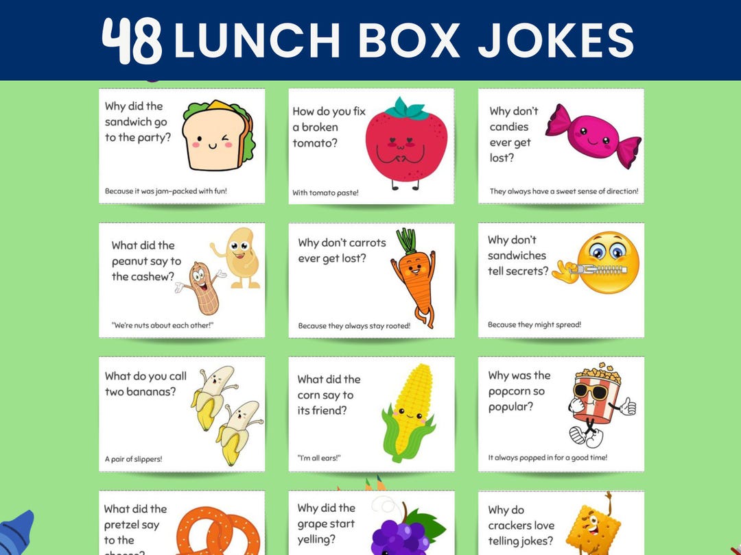 Lunch Box Jokes Printable Lunchbox Notes Jokes Gifts for Kids Lunchbox ...