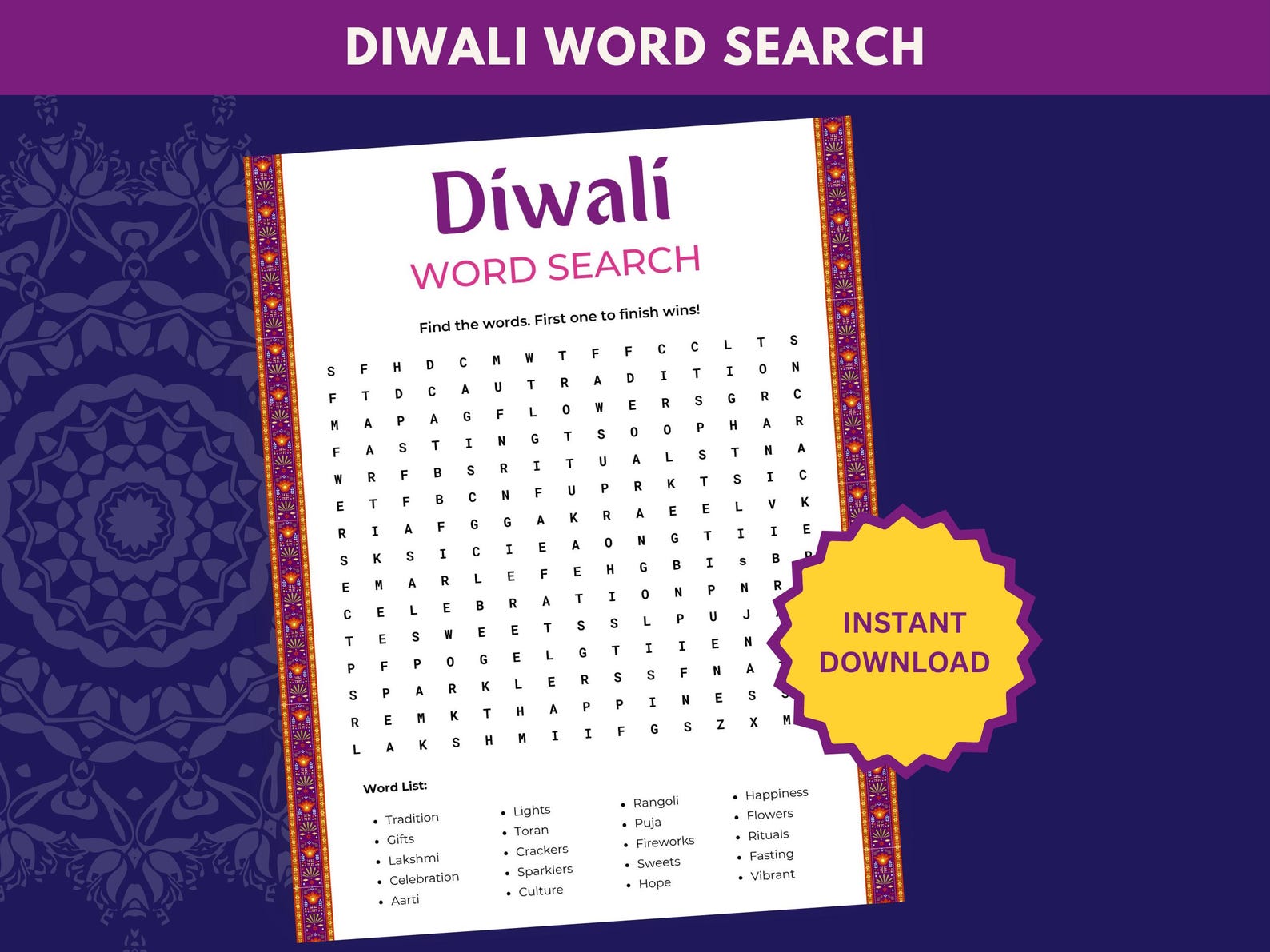 Diwali Games Diwali Word Search Diwali Printable Diwali Word Game ...