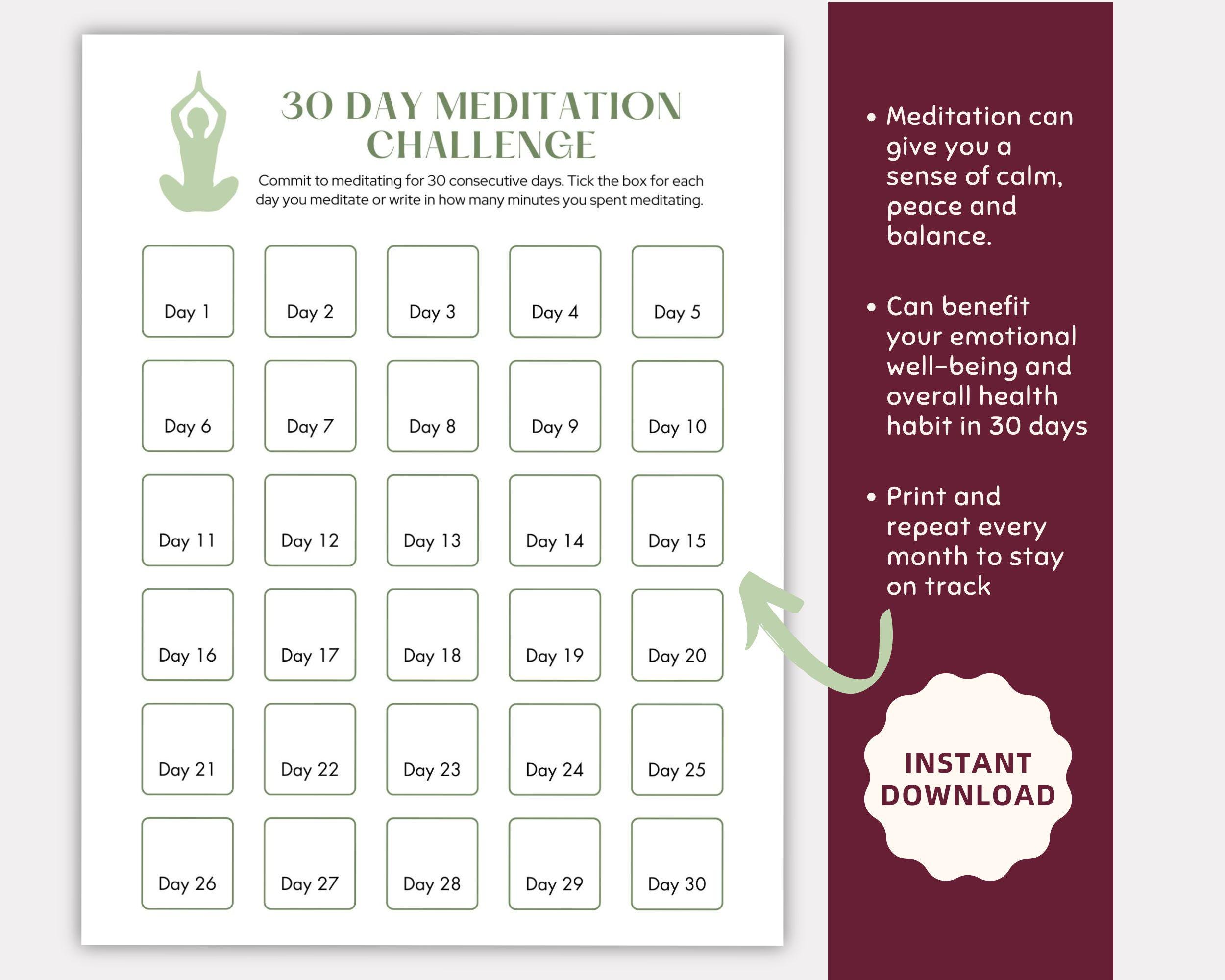Editable Meditation Tracker Printable Self Care Tracker Daily ...