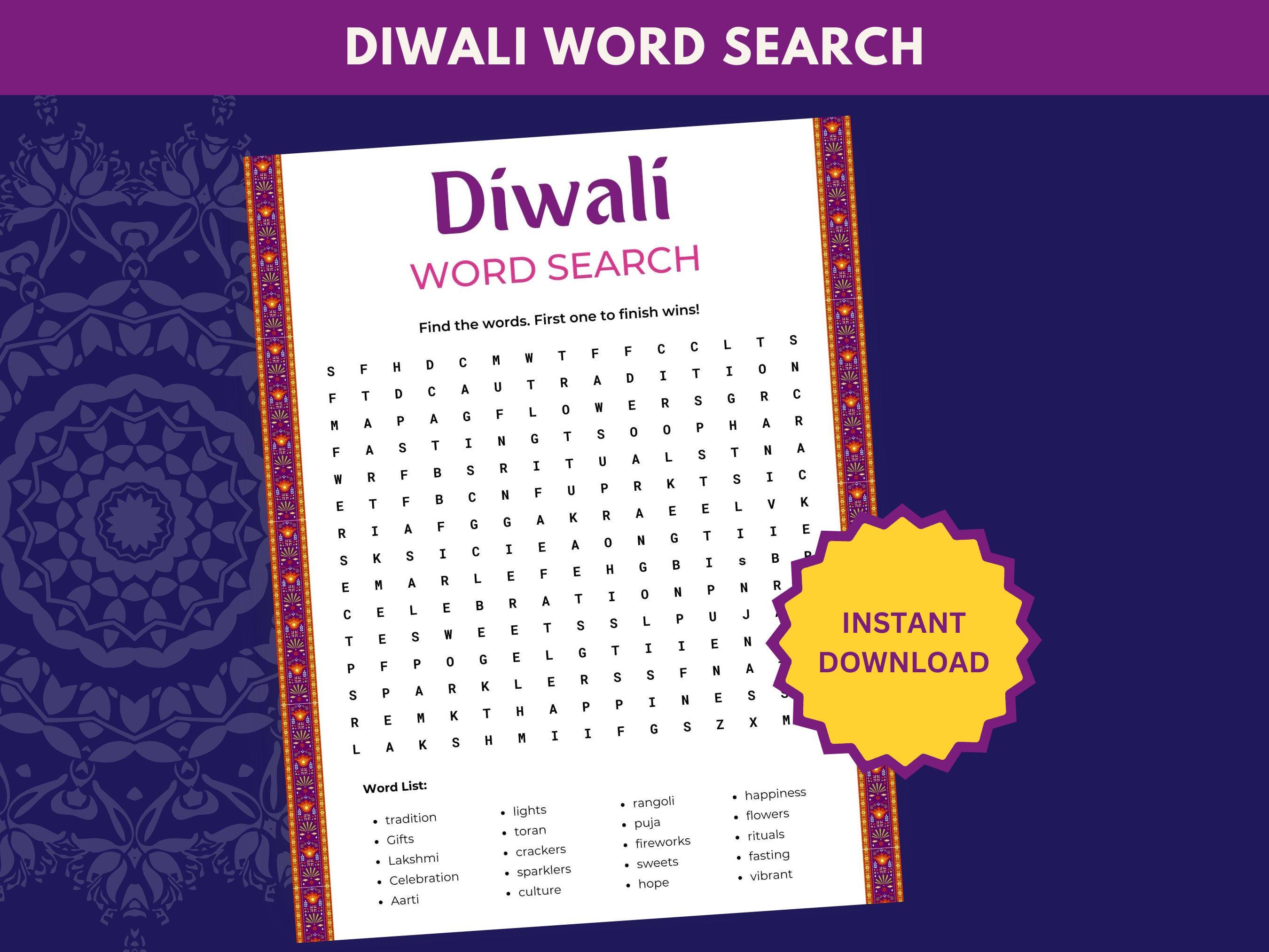 Diwali Games Diwali Word Search Diwali Printable Diwali Word Game ...