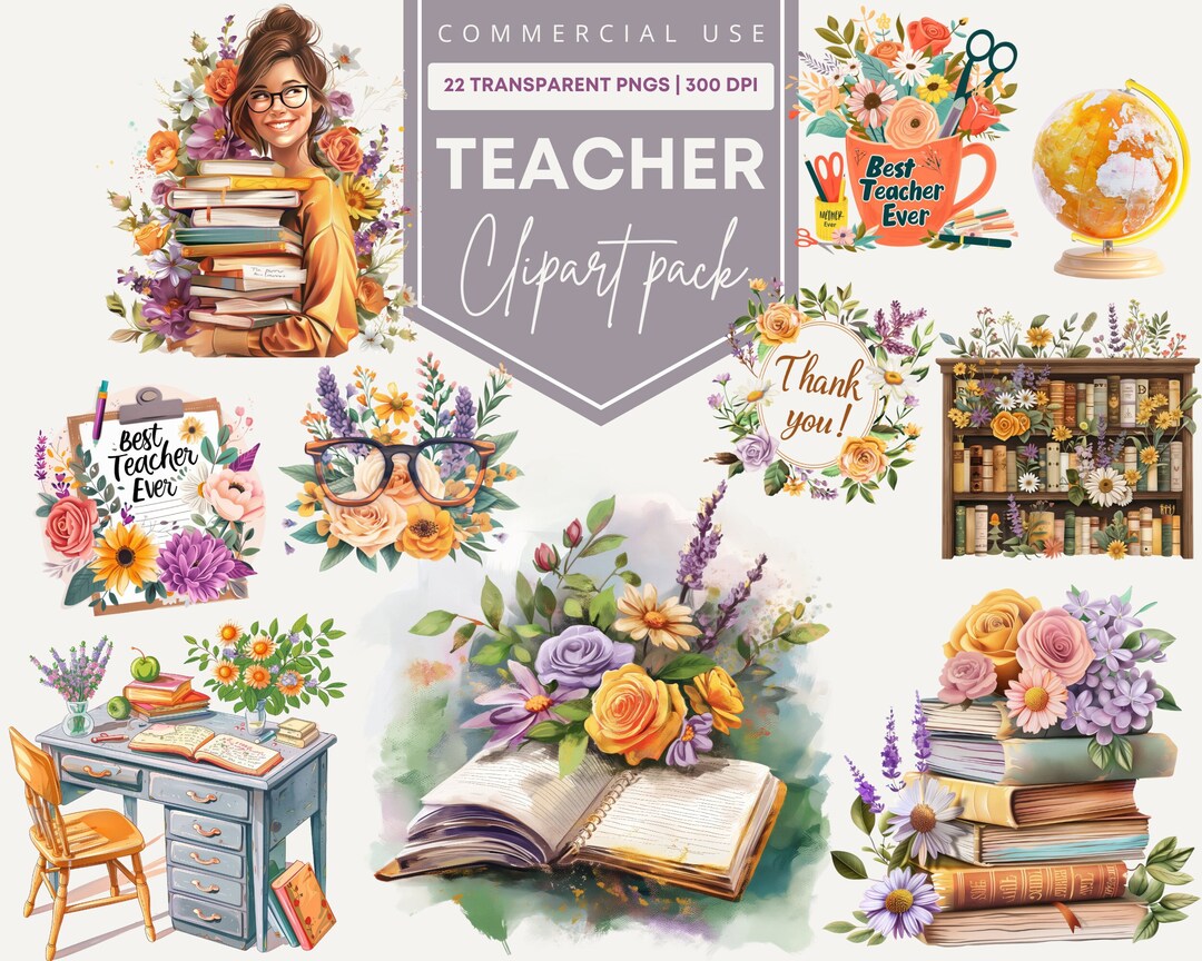 Book Clipart School PNG Back to School Printable Best Teacher Ever High ...