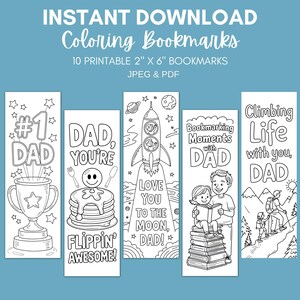Father's Day Bookmark Coloring Bookmark for Dad,father's Day Craft for ...