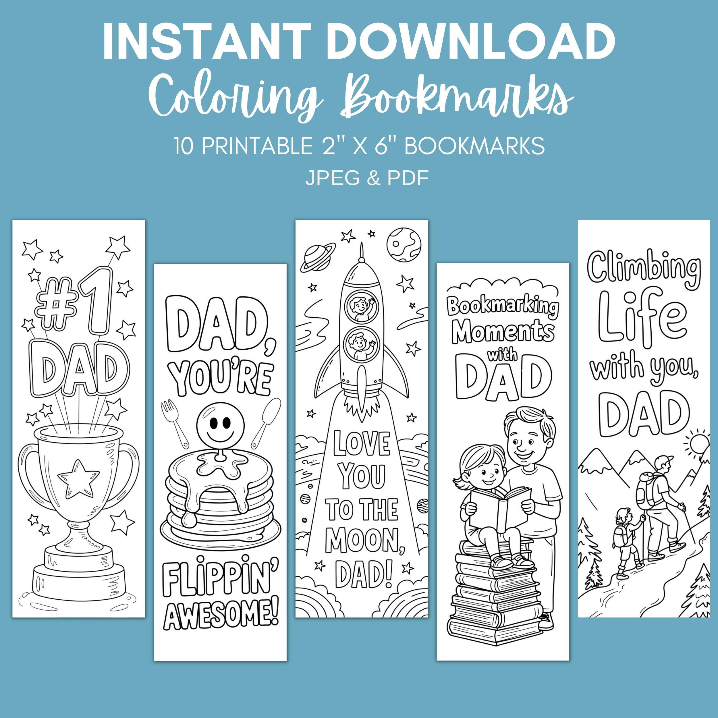 Father's Day Bookmark Coloring Bookmark for Dad,father's Day Craft for ...