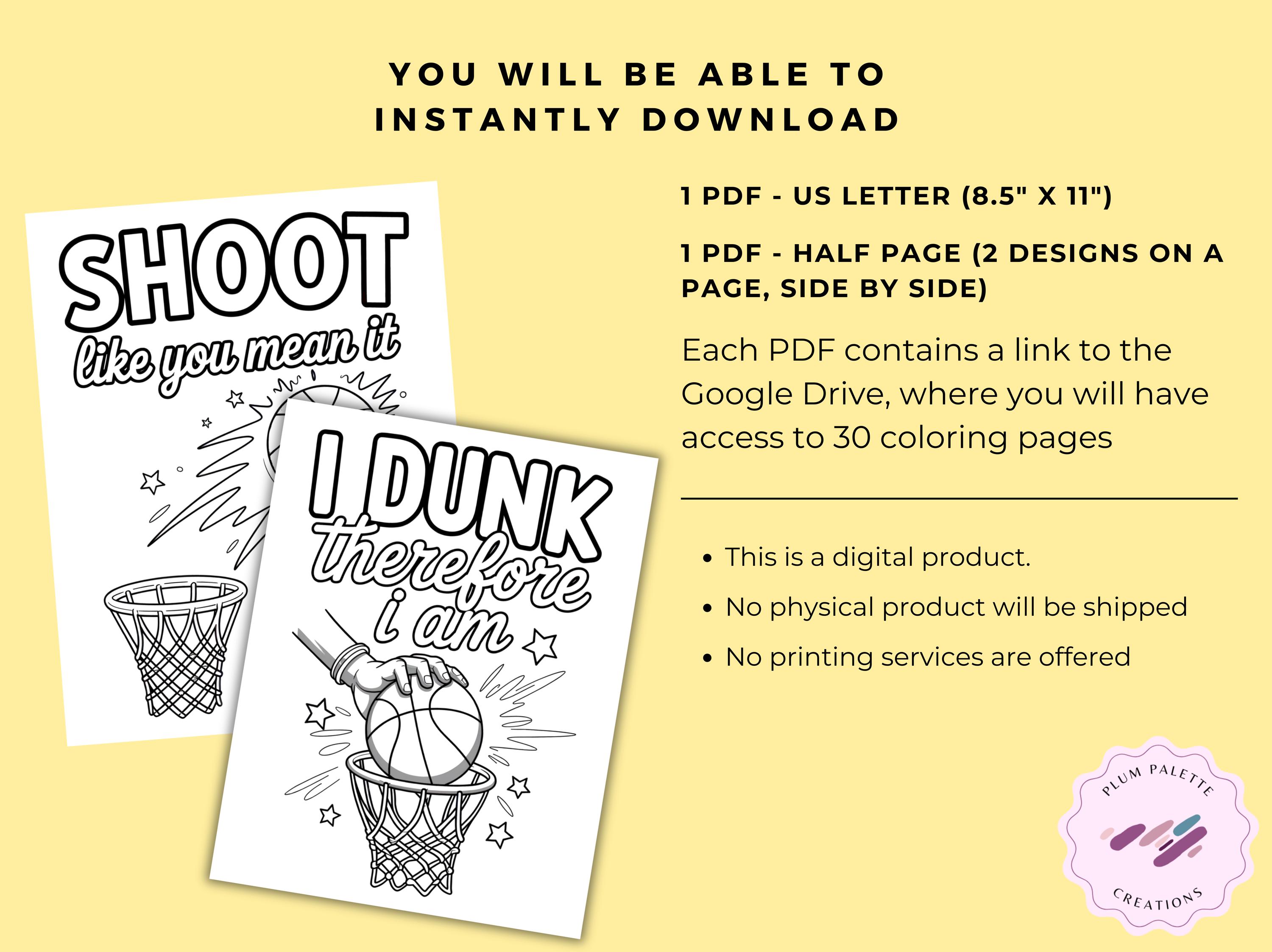 30 Basketball Coloring Pages Printable – Instant Download, Sports ...