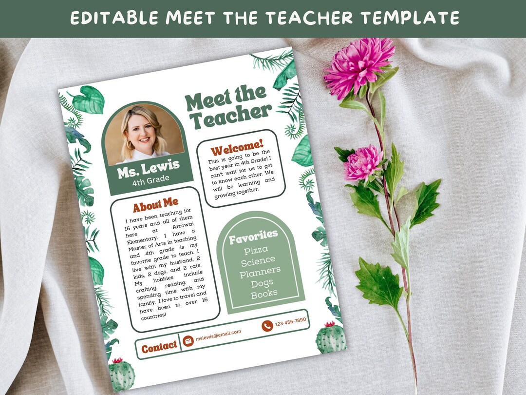 Meet the Teacher Editable Teacher Template Editable Teacher Resource ...