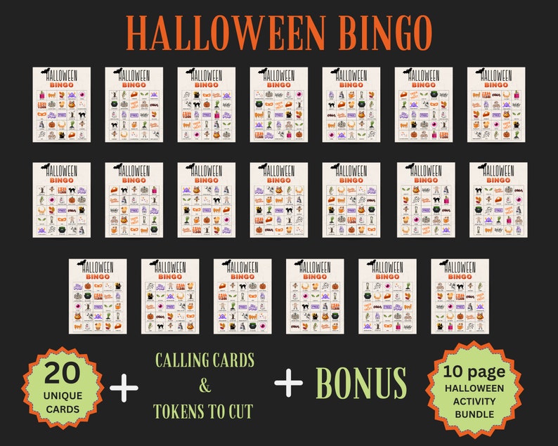Halloween Bingo Kids Halloween Bingo Cards Halloween Party Games Kids ...