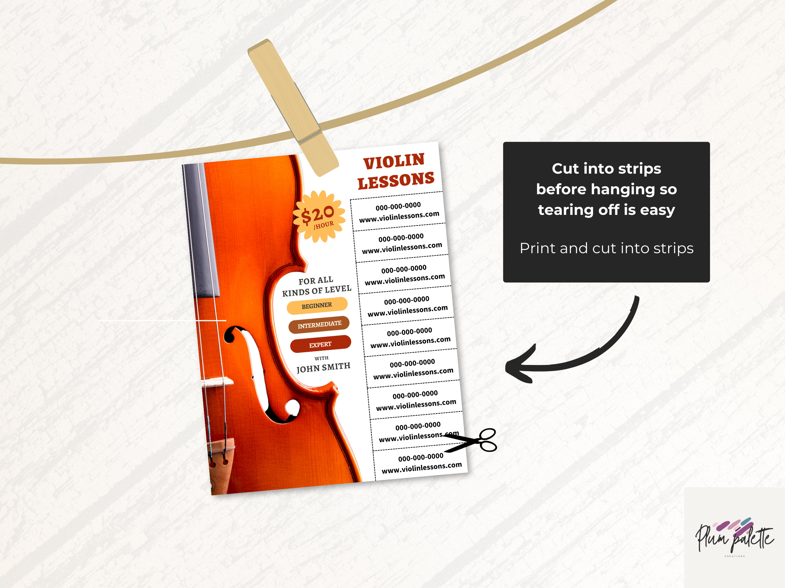 Editable Violin Lessons Tear-off Flyer Violin Lessons Tear-off Flyer ...
