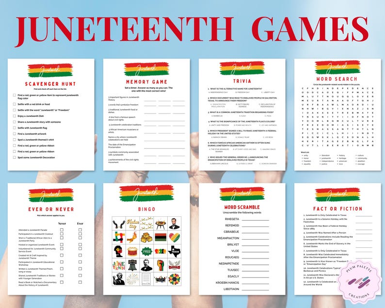 Juneteenth Trivia Games Juneteenth Printable Games Black History Month ...