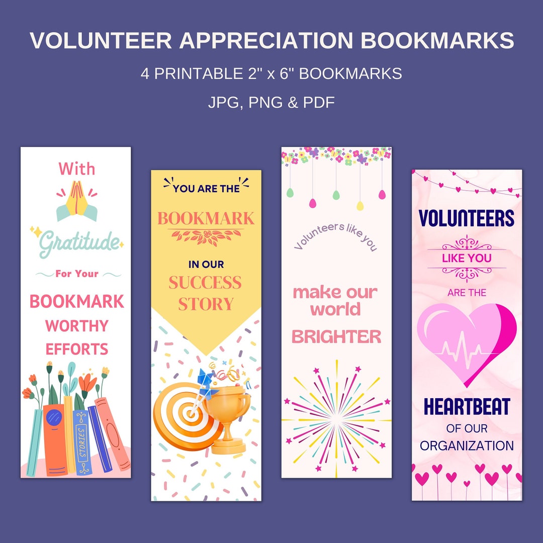 Volunteer Week Appreciation Gift Printable Bookmark Volunteer Thank You ...