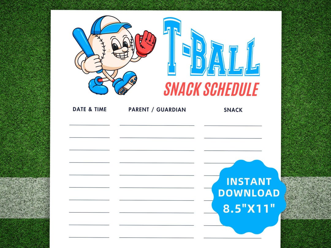 Tball Snack Sign up Sheet T-ball Snack Schedule Sign up Sheet Sign ...