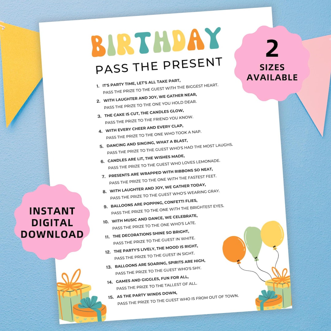 Birthday Pass the Prize Games, Pass the Prize Birthday Games, Birthday ...