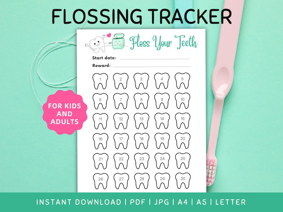 Dental Hygiene Tracker Hygiene Planner Dental Logs Flossing Tracker ...