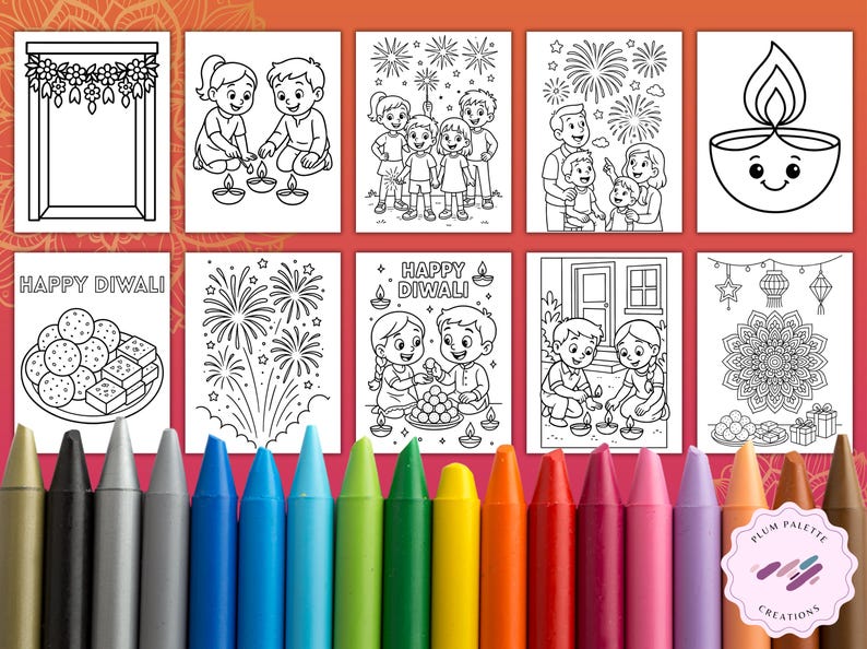 Diwali Coloring Activity for Kids, Printable Diwali Coloring Pages ...