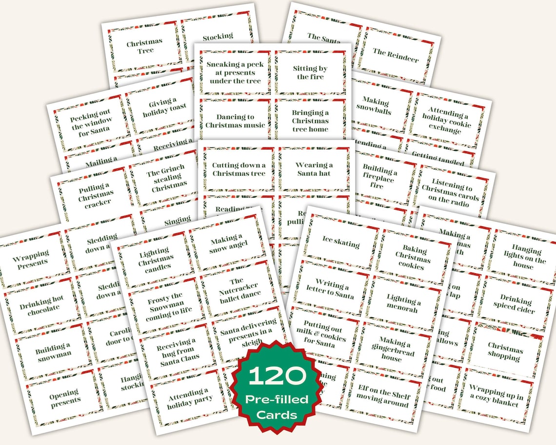 Christmas Charades Christmas Pictionary Christmas Adult Family Games ...