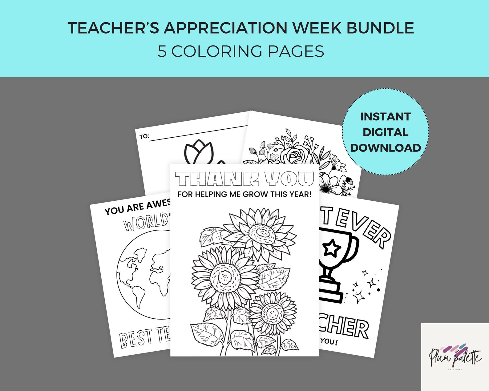 Printable Teacher Appreciation Coloring Pages Bundle Teacher ...