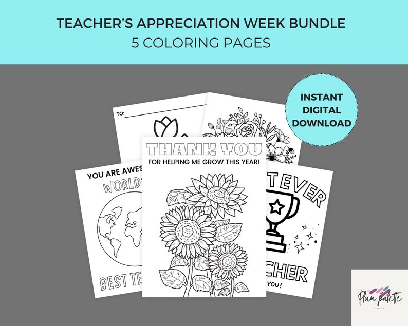 Printable Teacher Appreciation Coloring Pages Bundle Teacher ...