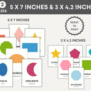 Spanish & English Shapes Bilingual Flashcards Printable | Modern Basic ...