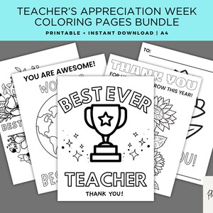 Printable Teacher Appreciation Coloring Pages Bundle Teacher ...