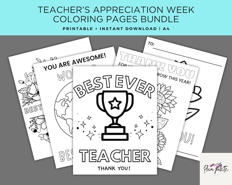 Printable Teacher Appreciation Coloring Pages Bundle Teacher ...