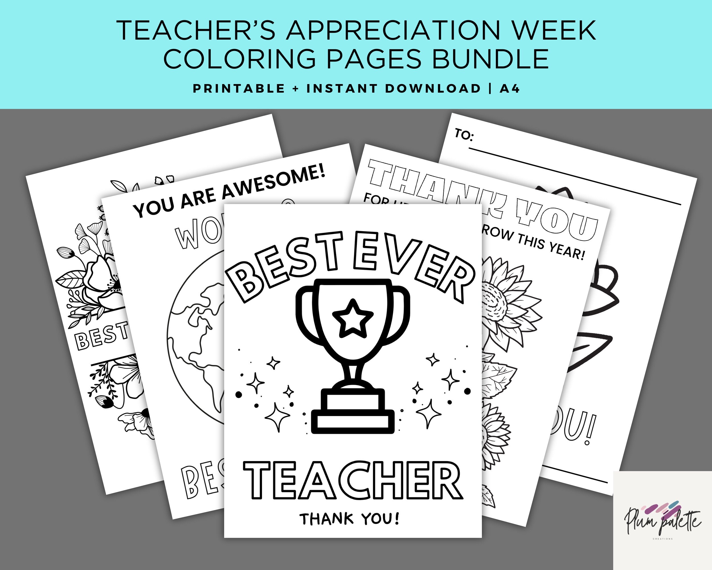 Printable Teacher Appreciation Coloring Pages Bundle Teacher ...
