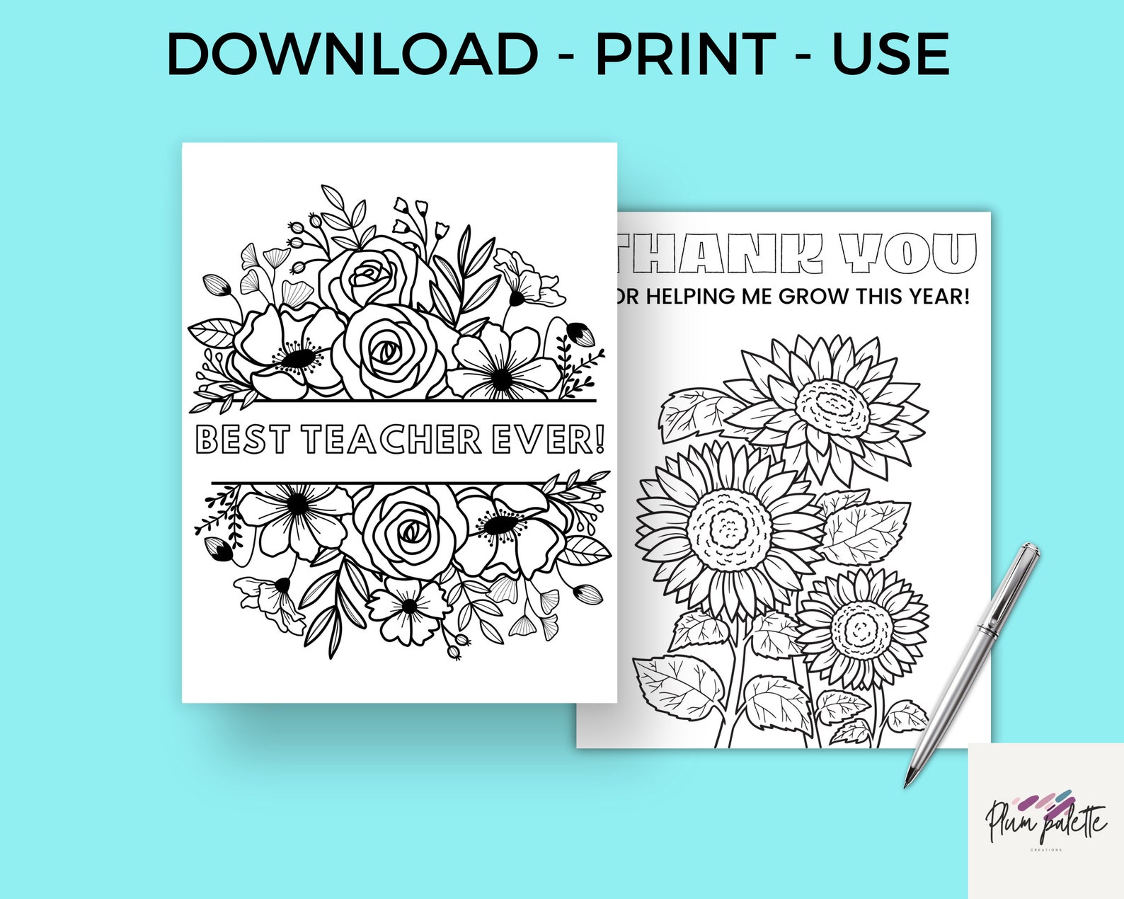 Printable Teacher Appreciation Coloring Pages Bundle Teacher ...