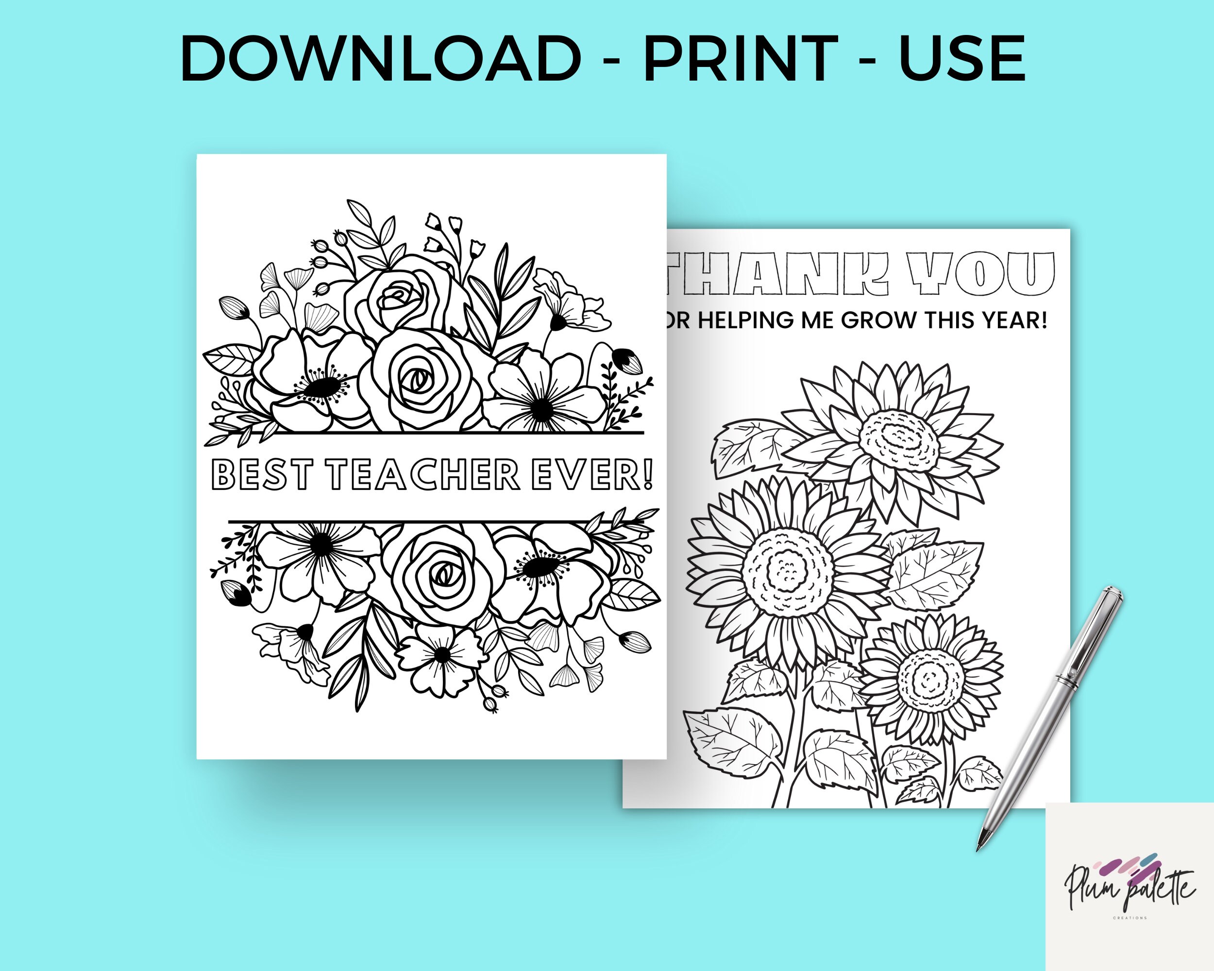 Printable Teacher Appreciation Coloring Pages Bundle Teacher ...
