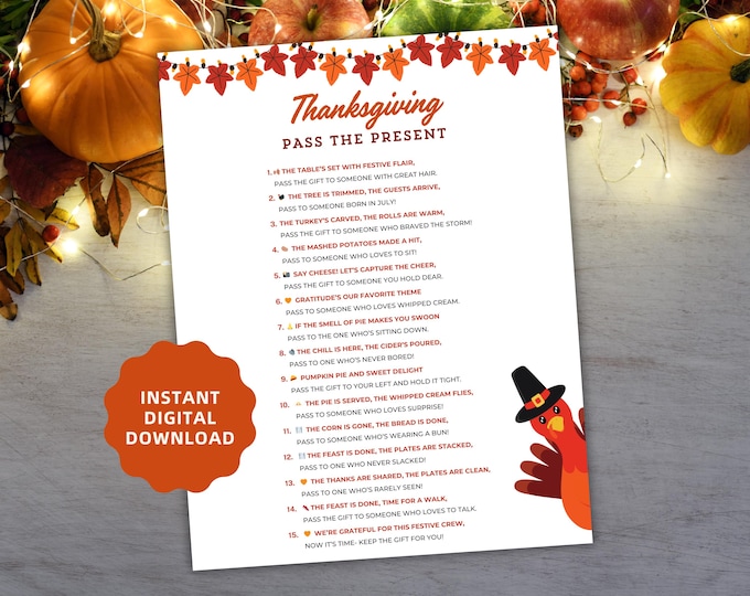 Thanksgiving Pass the Prize Game, Thanksgiving Games, Thanksgiving Left ...