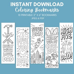 Father's Day Bookmark Coloring Bookmark for Dad,father's Day Craft for ...