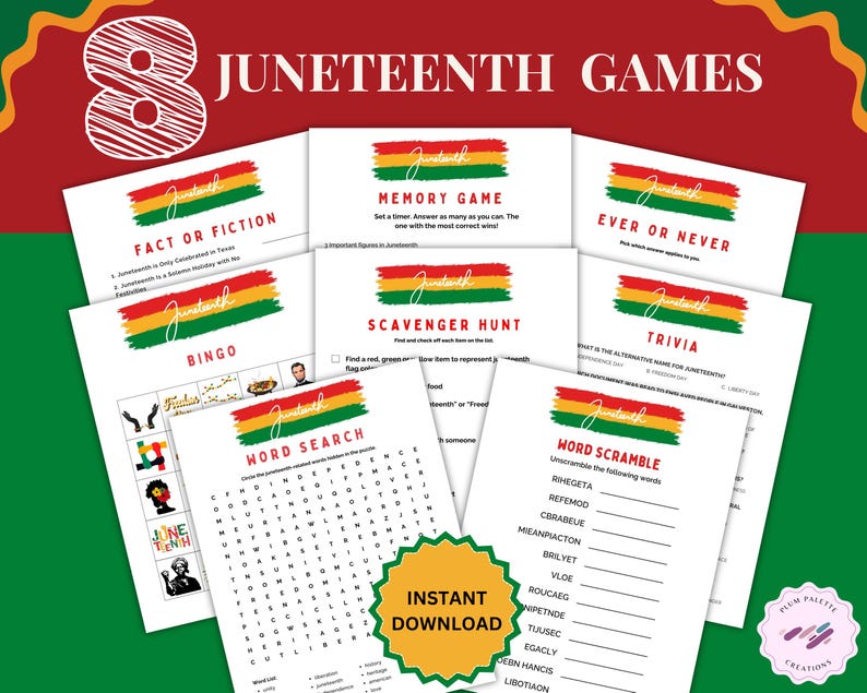 Juneteenth Trivia Games Juneteenth Printable Games Black History Month ...