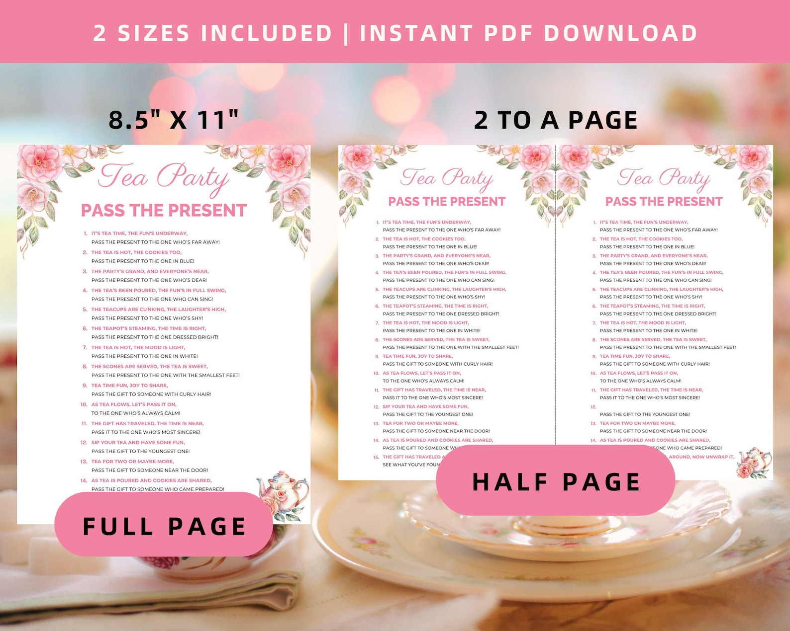 Pass the Prize Tea Party Game, Pass the Prize Game, Pass the Gift Game ...