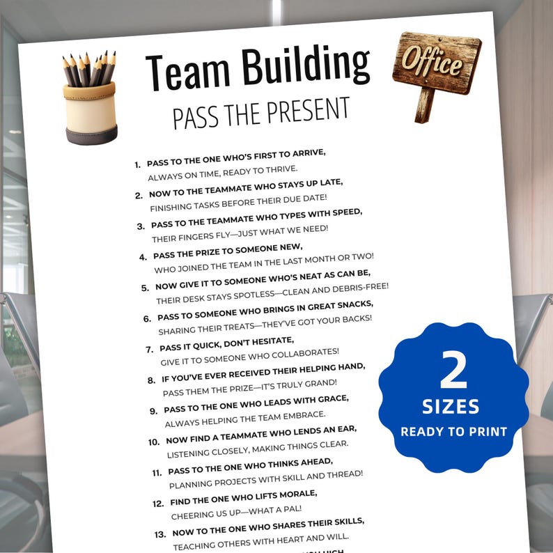 Team Building Games for Work Team Building Pass the Prize Game Employee ...