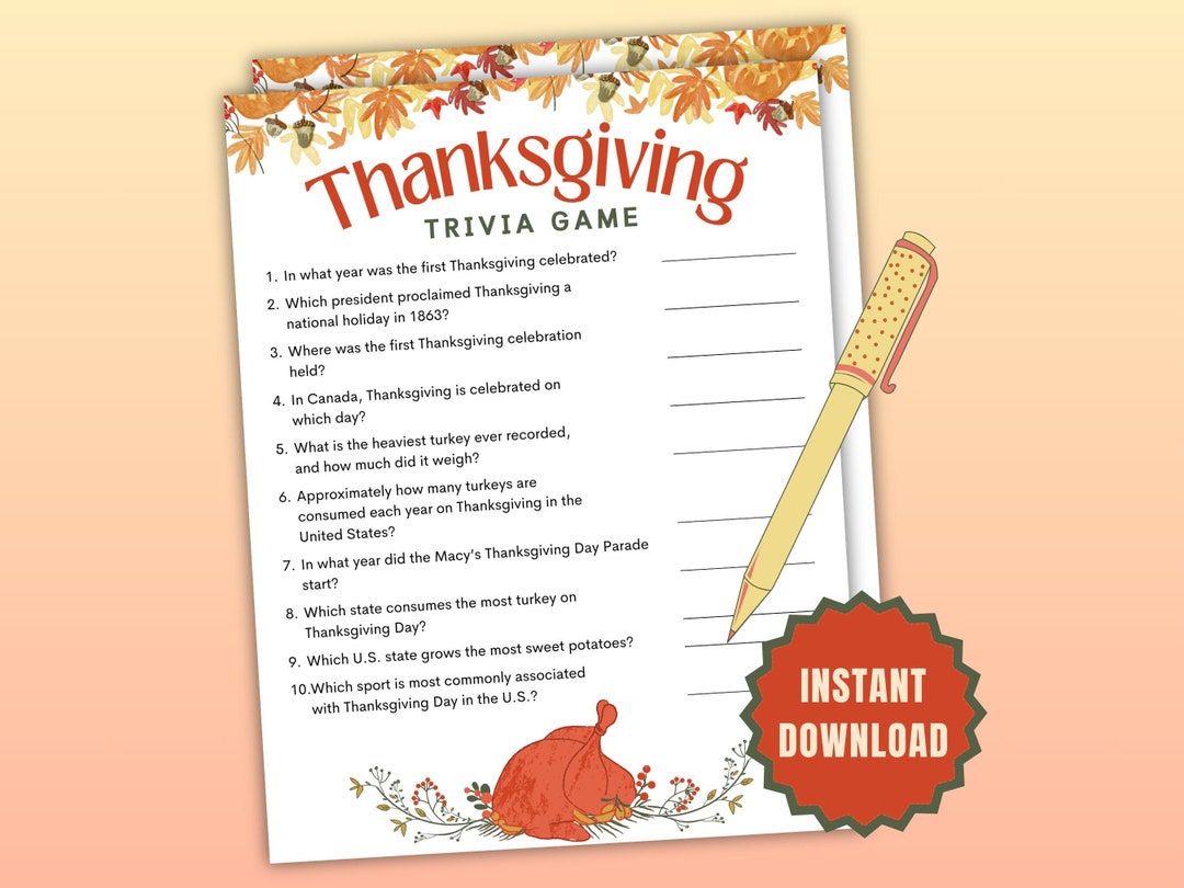 Turkey Trivia Game Thanksgiving Trivia Games Thanksgiving Games ...