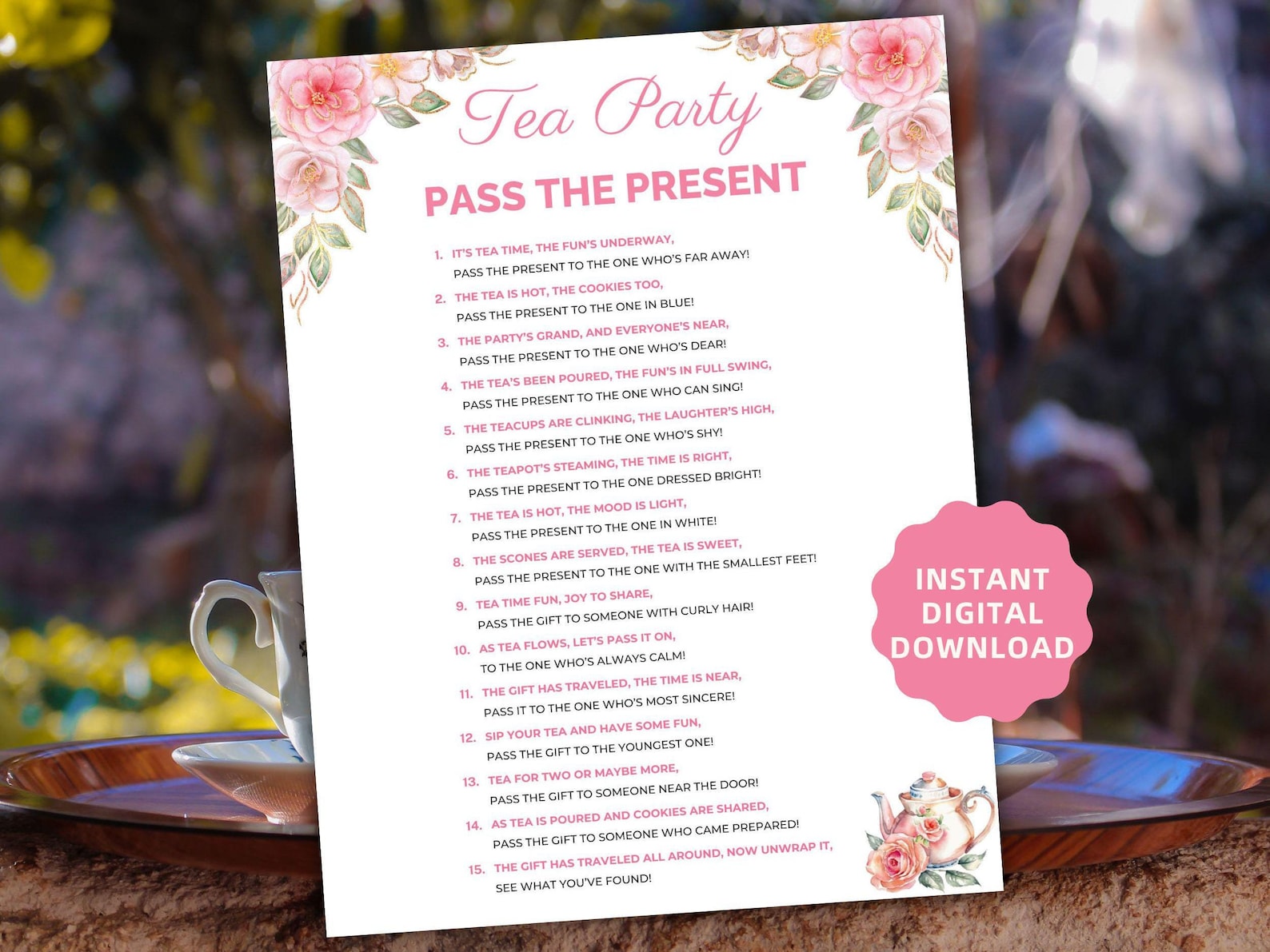 Pass the Prize Tea Party Game, Pass the Prize Game, Pass the Gift Game ...