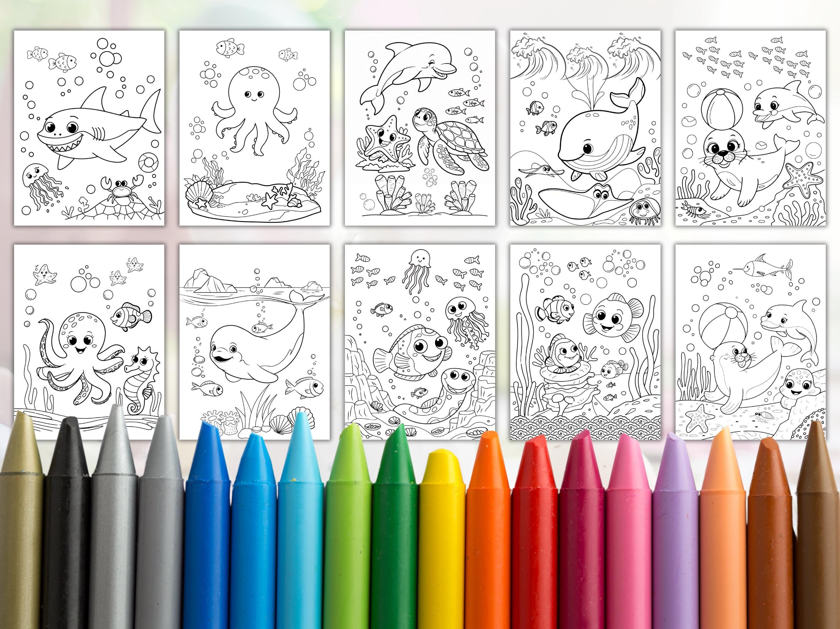 Ocean Animals Kids Coloring Pages, Underwater Coloring, Fish Coloring ...