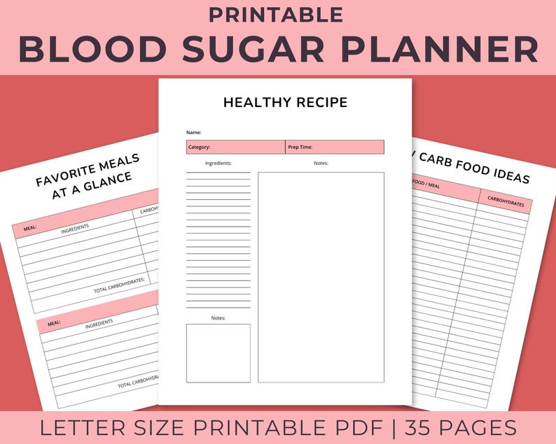Blood Sugar Reading Medical Tracker Blood Glucose Planner Blood Sugar ...