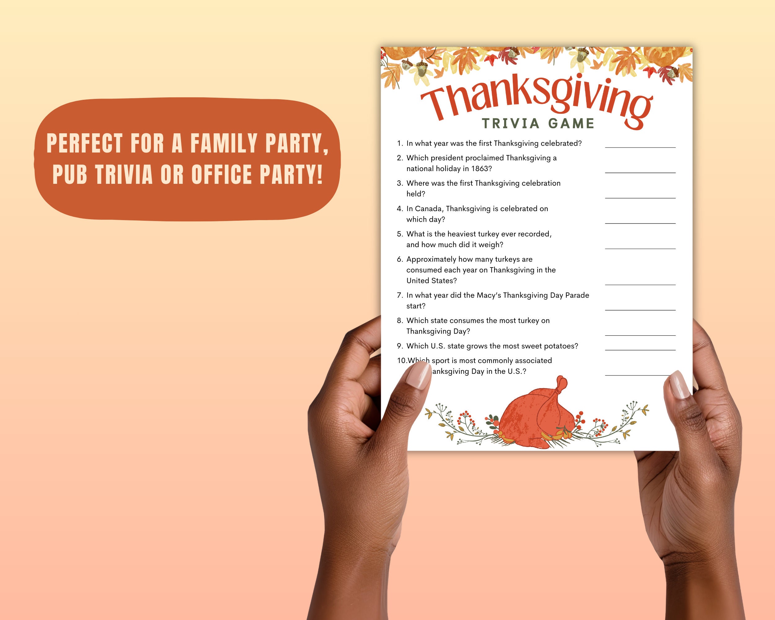 Turkey Trivia Game Thanksgiving Trivia Games Thanksgiving Games ...